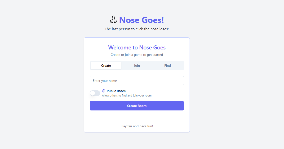 Nose Goes - Find or Create Rooms and Play Online!
